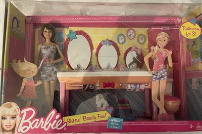 Mattel 2010 Barbie Sister’s Beauty fun Bathroom Playset Skipper Doll ...