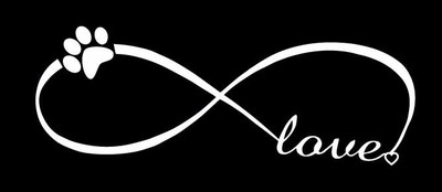 Infinity love paws print heart dog sticker vinyl decal, car window ...