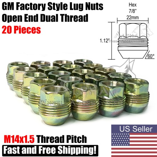 20 Dual Thread OE Factory Style Lug Nuts 14x1.5 For 88-99 Chevy GMC ...