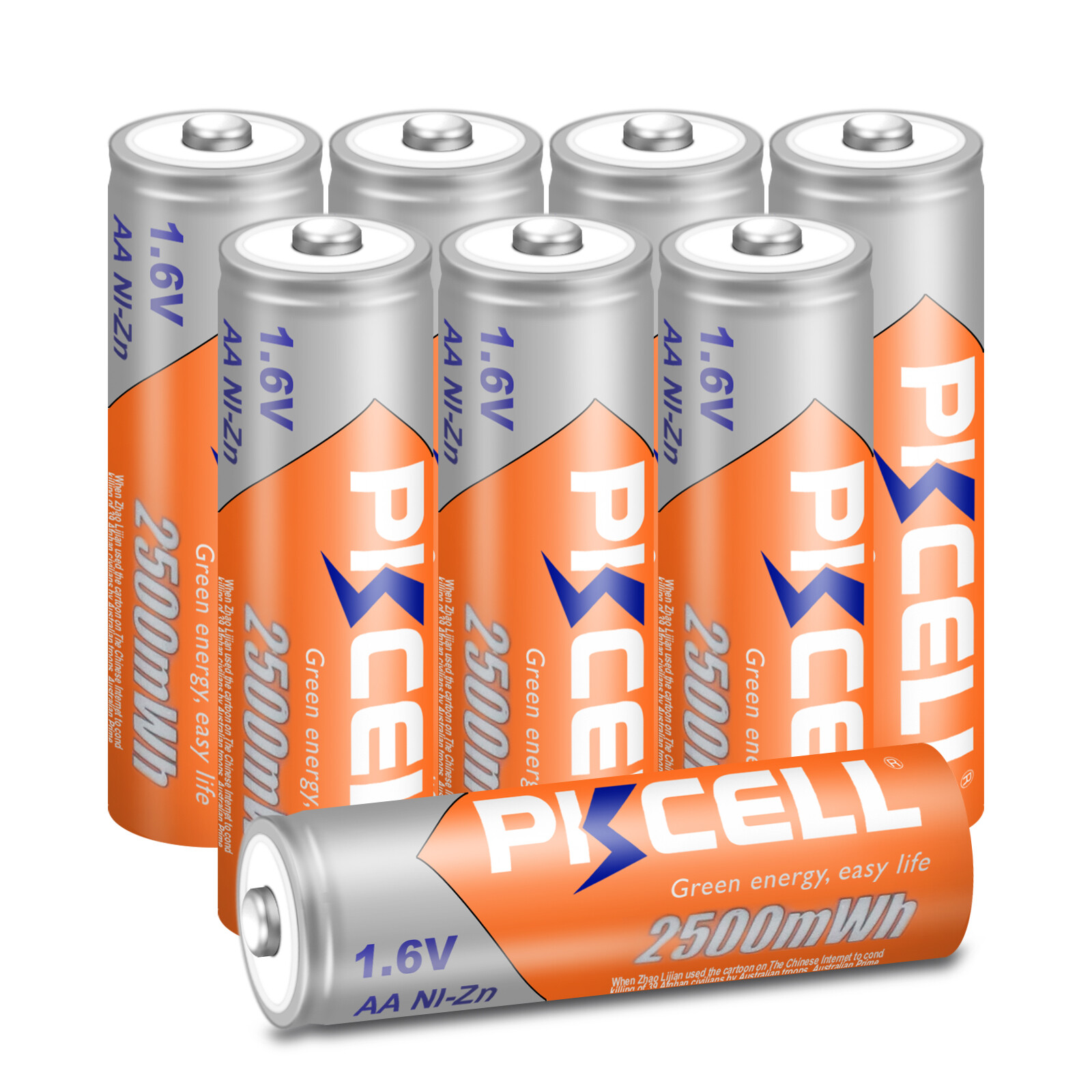 PKCELL 1.6V AA AAA Rechargeable Batteries 2500mwh NIZN 1.6Volt ...