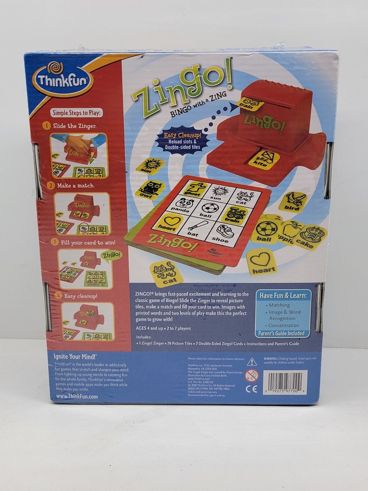 Thinkfun Zingo Bingo w/ A Zing Matching Image Word Recognition New in ...