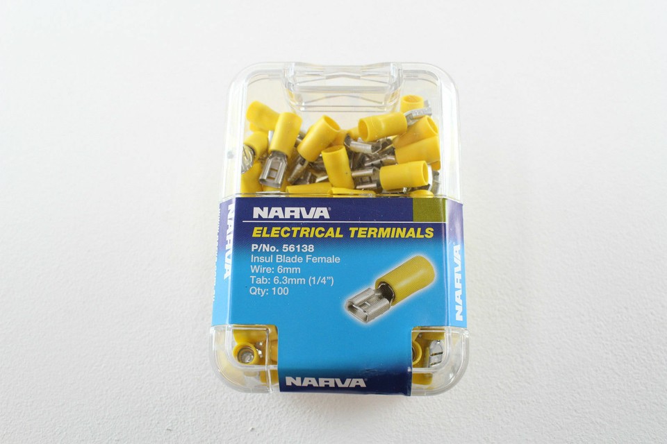 NARVA 56138 YELLOW TERMINALS BLADE FEMALE INSULATED - WIRE 6mm TAB 6 ...