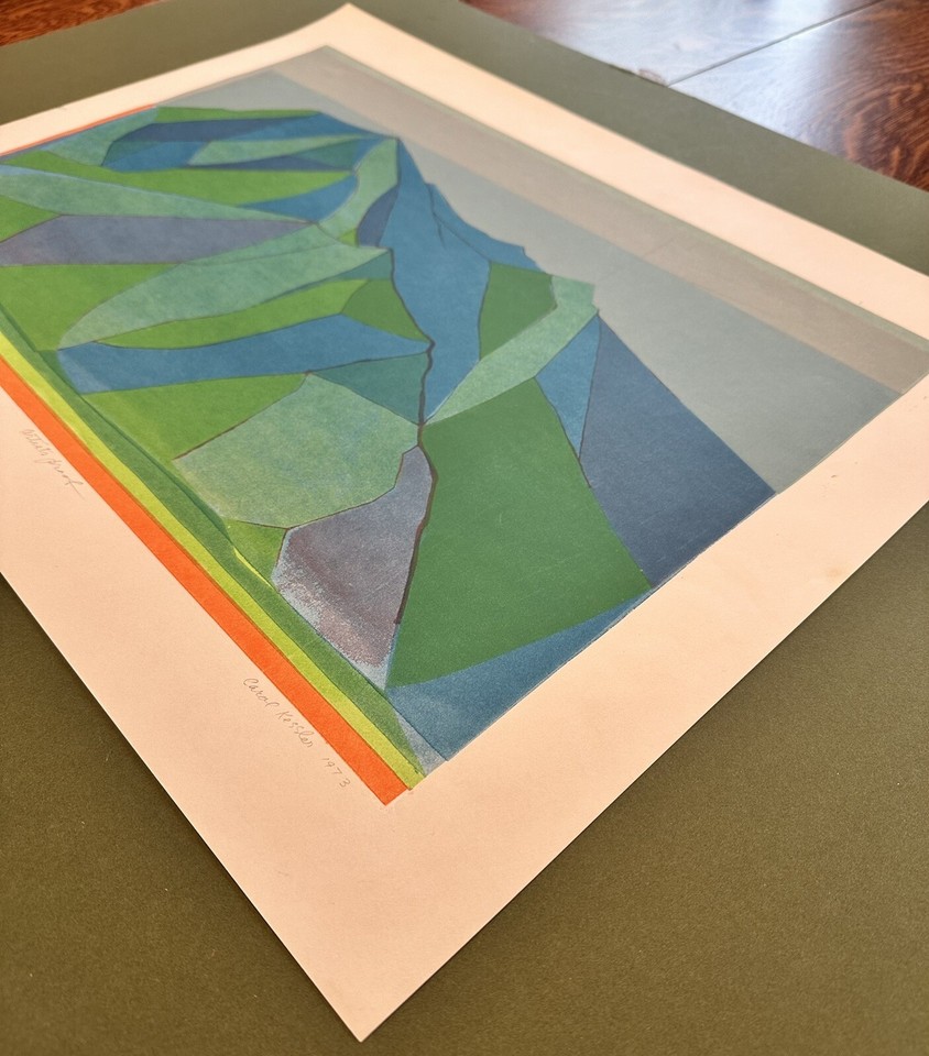 Carol Kessler SILKSCREEN Print “Blue Mountan II” 1973 Signed, Artist ...