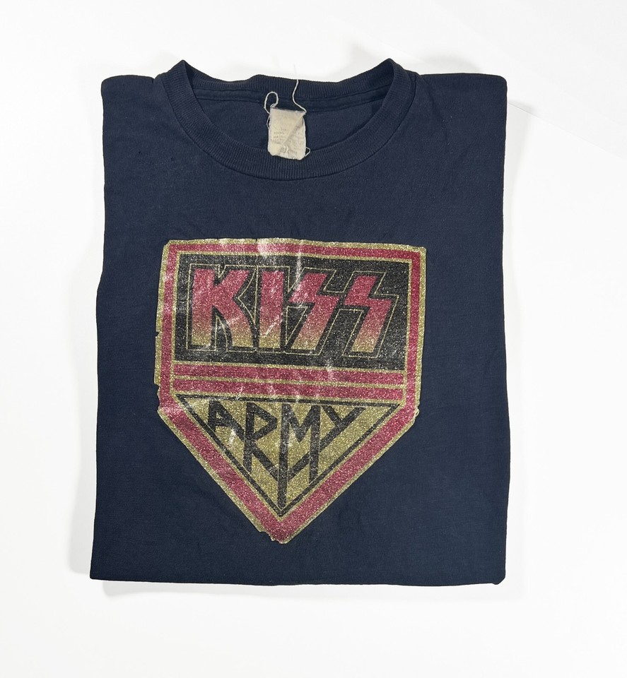 Vintage Kiss Army Gold Glitter Vinyl Decal T-Shirt, Adult Medium | eBay
