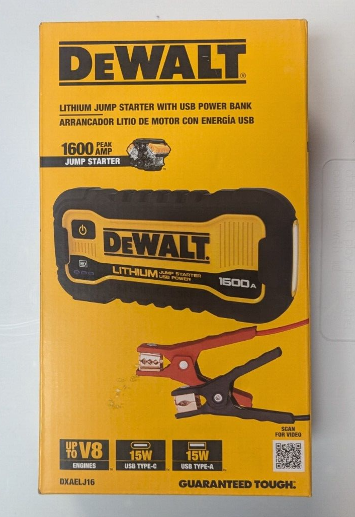 DEWALT 1600A Automotive Jump Starter w/ 3.1A USB Power Bank DXAELJ16 ...
