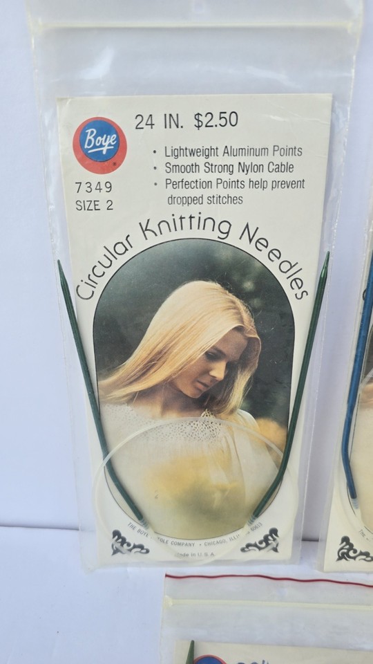 NOS Vintage Boye Diana Circular Knitting Needle Size 2 4 5 6 10.5 NIP ...