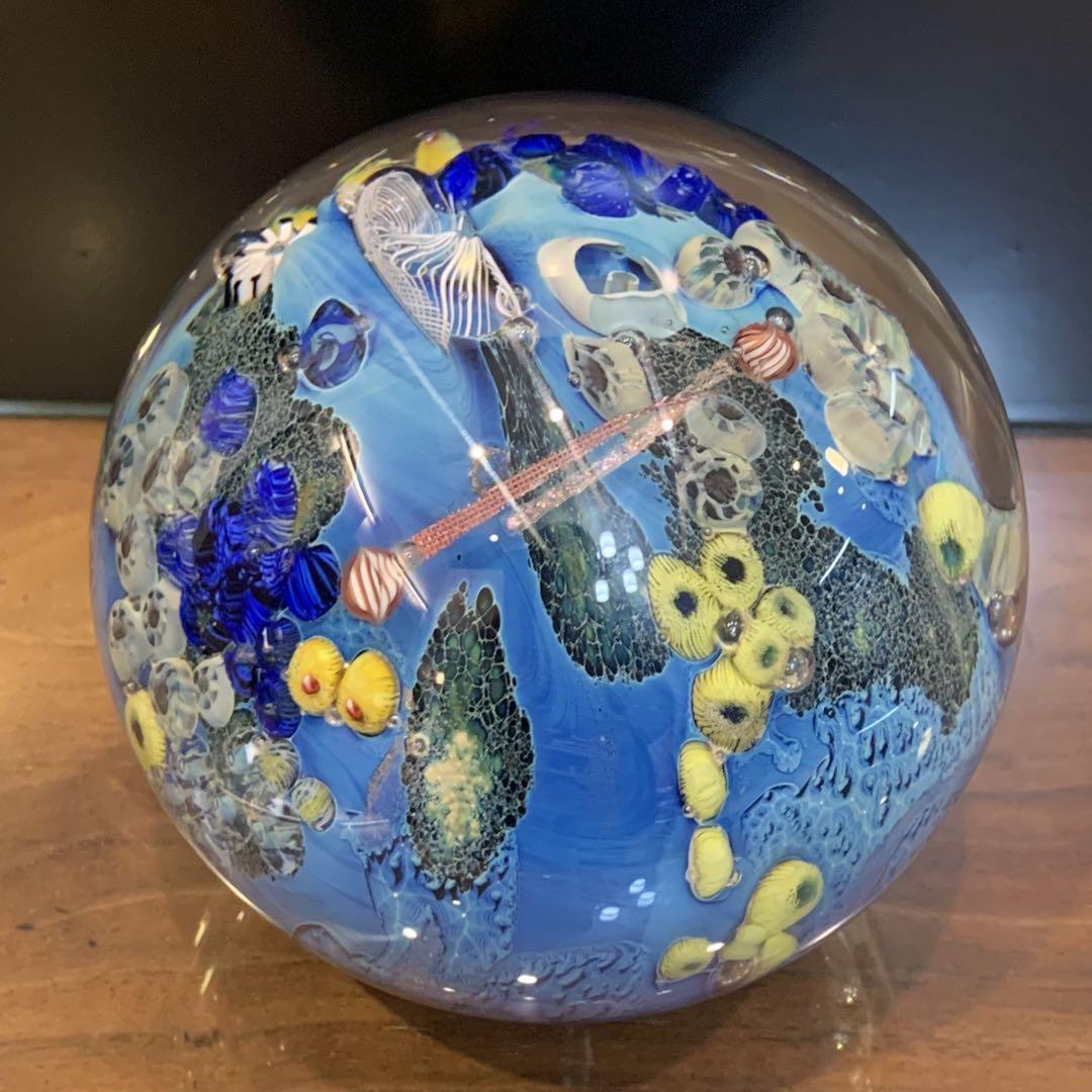 Josh Simpson Signed "Megaplanet" Art Glass Paperweight – 4.7" Diameter ...