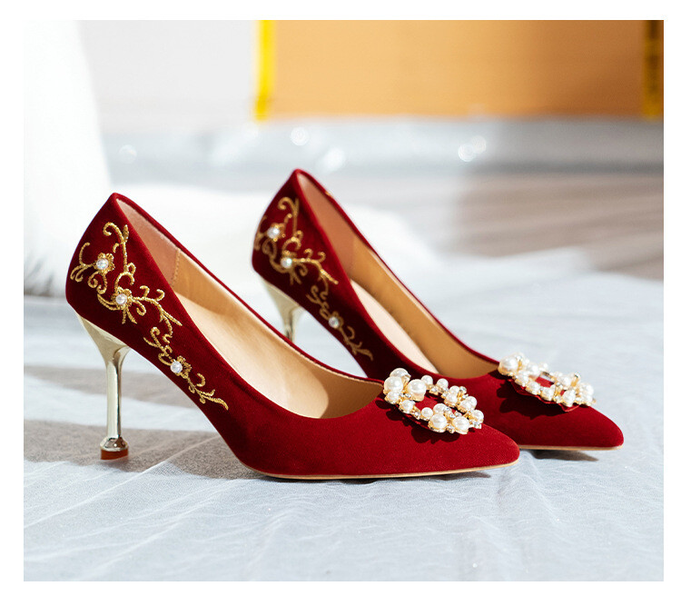 Female Xiuhe Wedding Wedding Shoes Chinese Bridal Red High Heels Pumps ...
