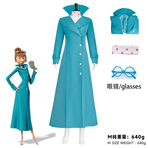 Cosplay Despicable Me Agent Lucy Wilde Blaue Kleid Jacke Halloween ...