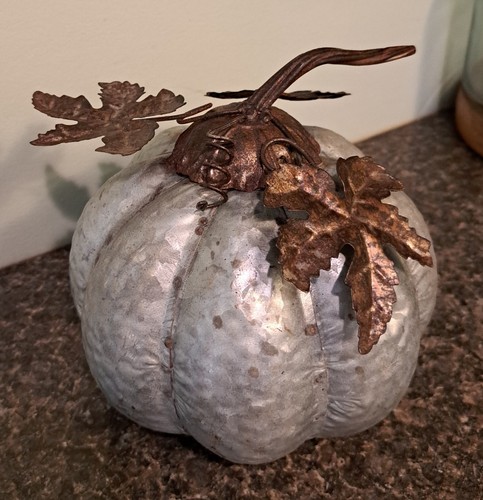 Tin Pumpkin + Vines 9x8in, Beautiful Farm, Rustic, Decor, Halloween | eBay