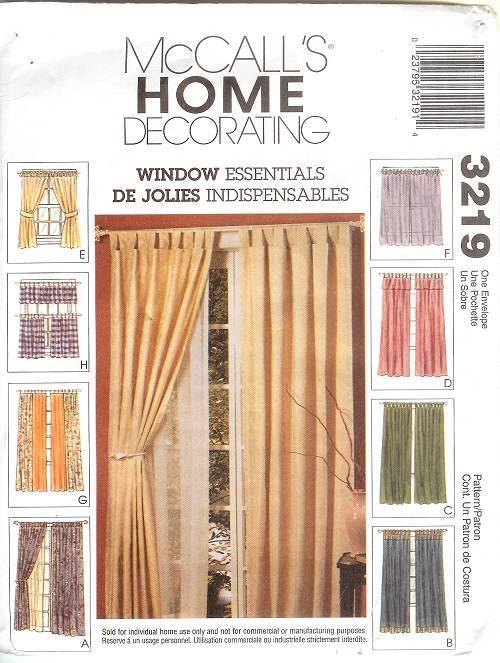 OOP McCalls Window Treatment Curtains Toppers Drapery Valances Pattern ...