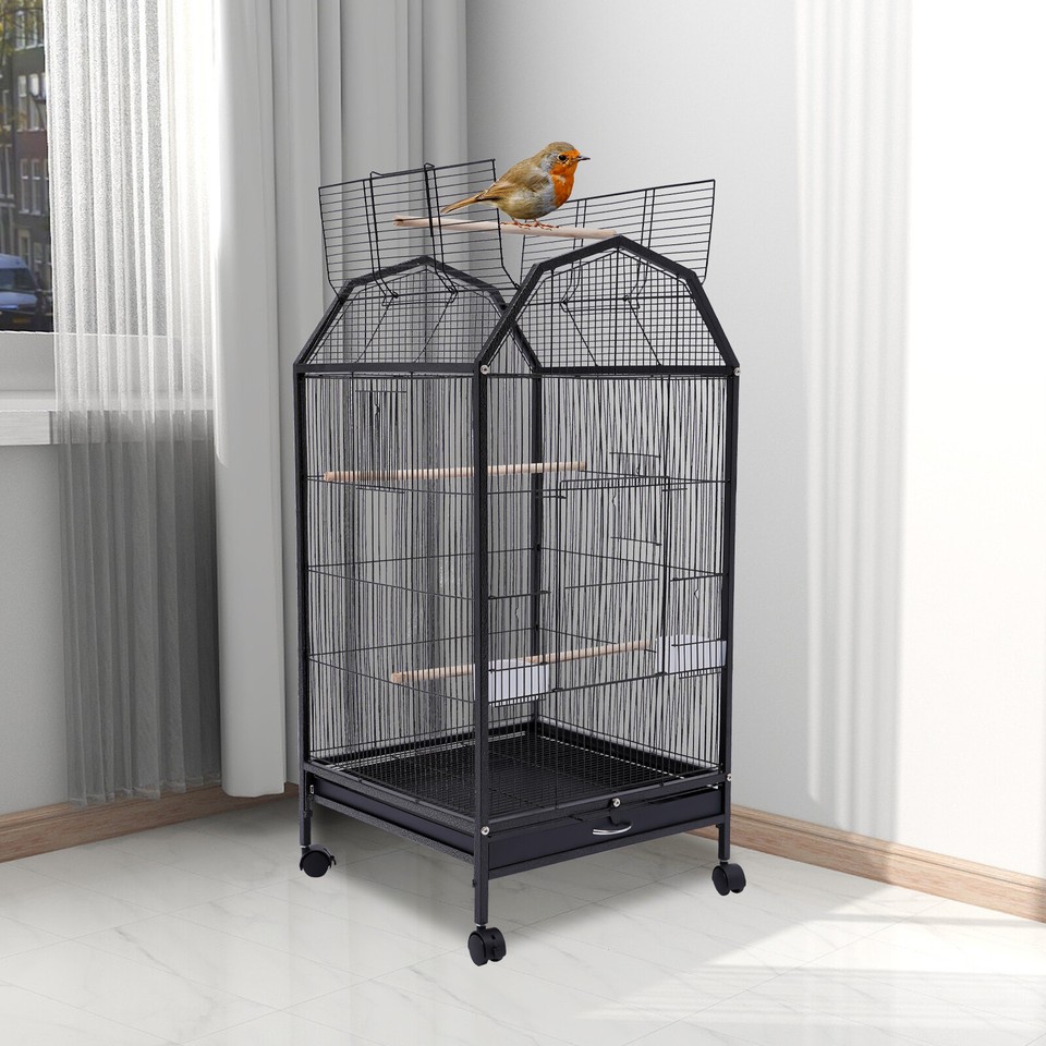 39.9" Large Bird Cage Cockatiel Parakeet Finch Rolling Canary Cage with ...
