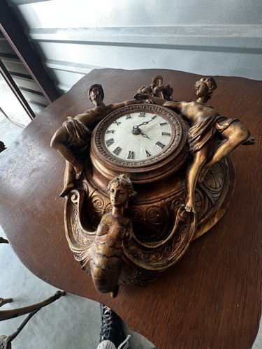 Vintage Louis XV Baroque Clock Reproduction Resin Art Nouveau Greek God ...