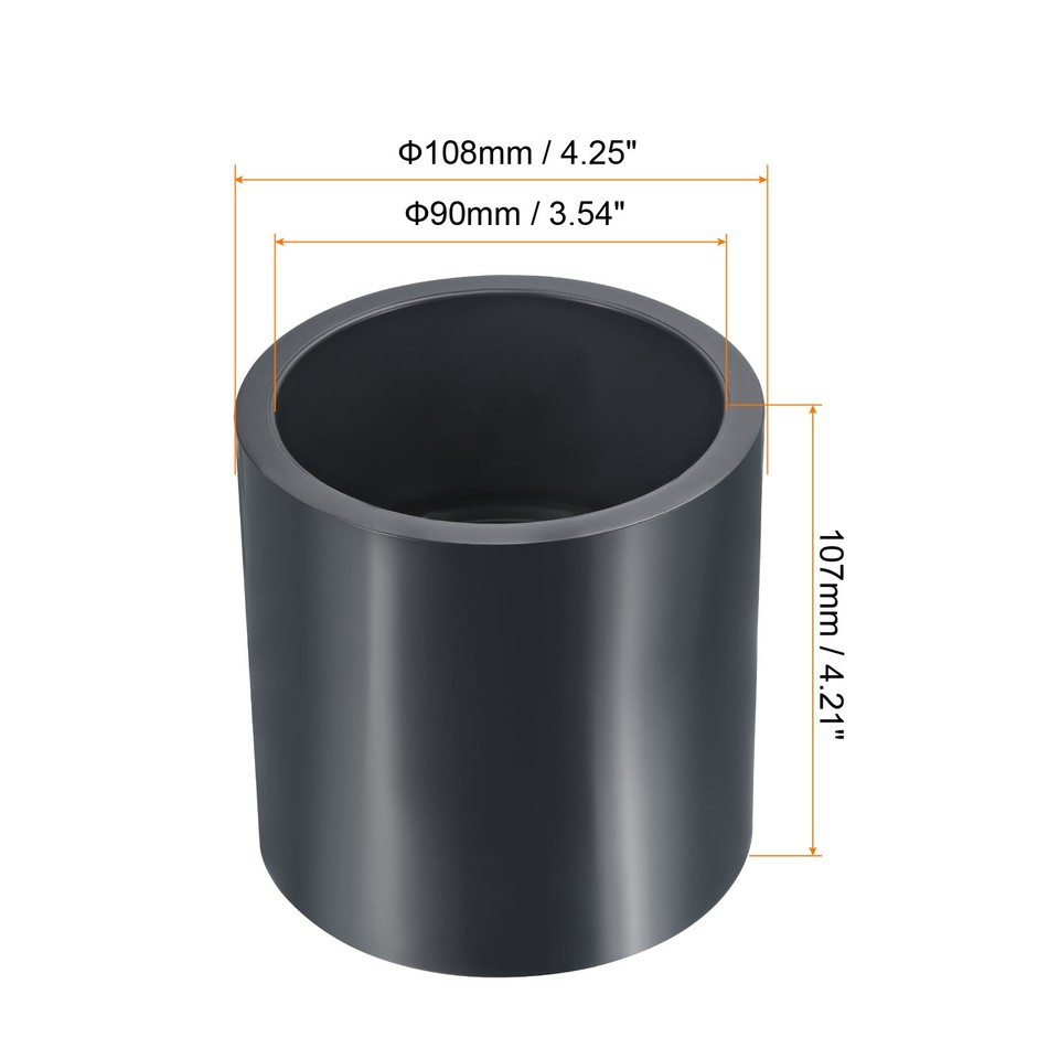 UPVC Pipe Fitting Connector 90mm Socket Straight Coupling Dark Grey ...