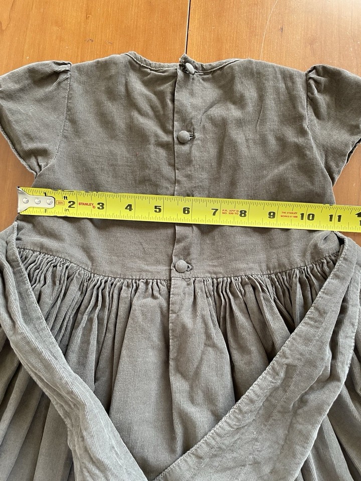 Antoinette Paris Green-Brown Corduroy Smocked Embroidered Ducks Lined ...
