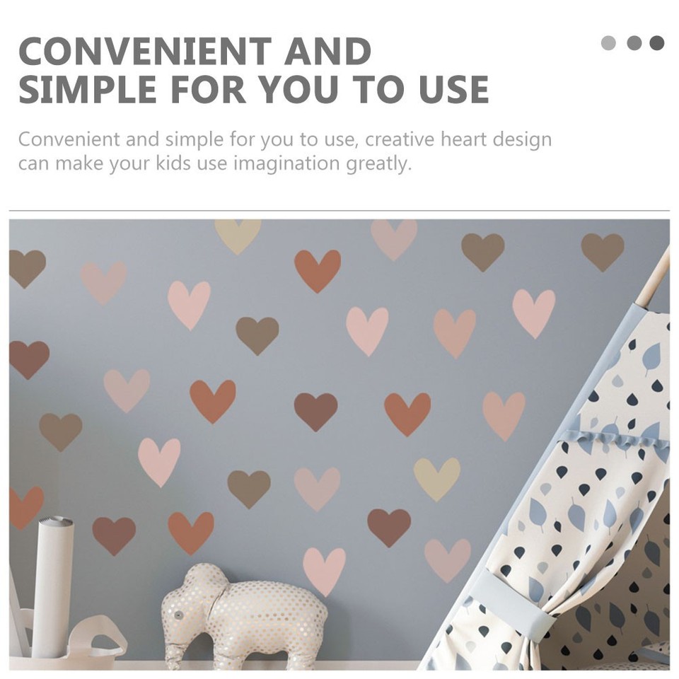 6 Sheets Heart Shaped Wall Decals Bedroom Decorative Decal Peel and ...