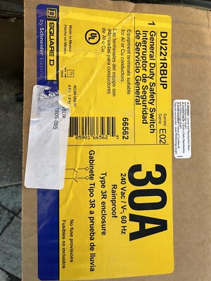 Square D DU221RBUP 30A 24VAC Safety Switch - Gray 785901665625| eBay
