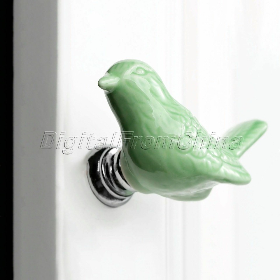Ceramic Bird Design Pull Handle Knobs for Closet Door Wardrobe Cabinet ...