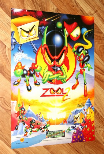 Zool 2 Video game Gremlin Very Rare Old Poster Amiga, Amiga CD32 Atari ...
