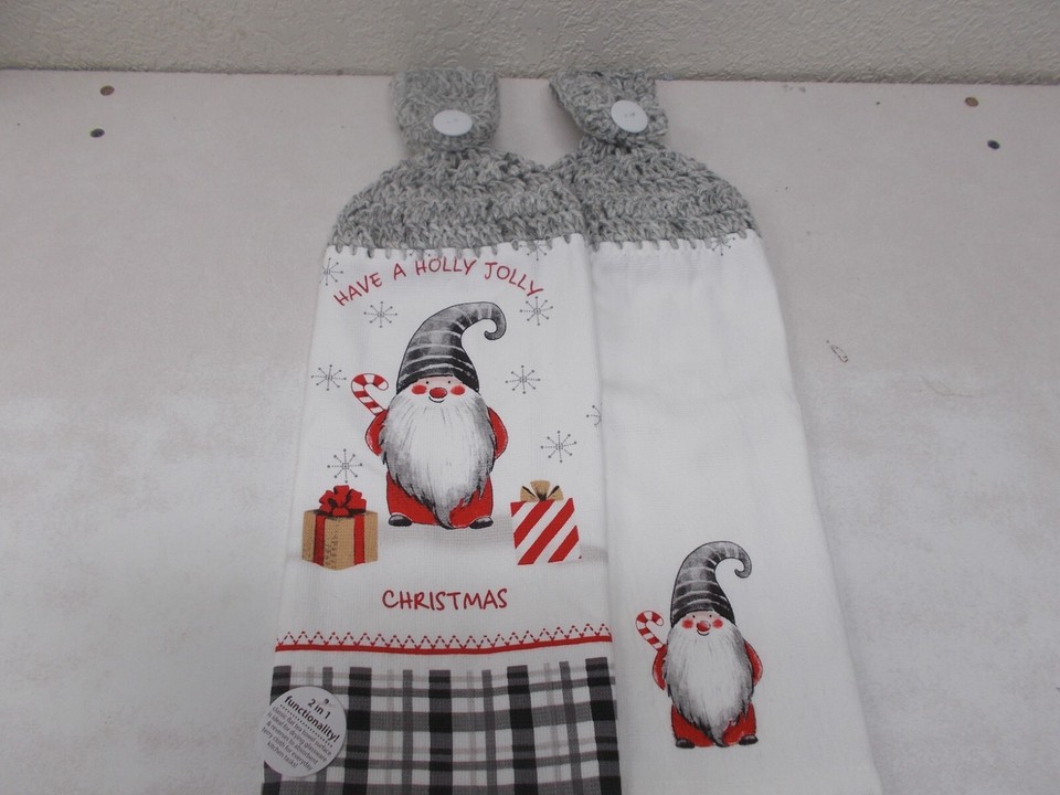 Pair Dual Purpose Terry Kitchen Towel Hand Crochet top Handmade / Kay ...