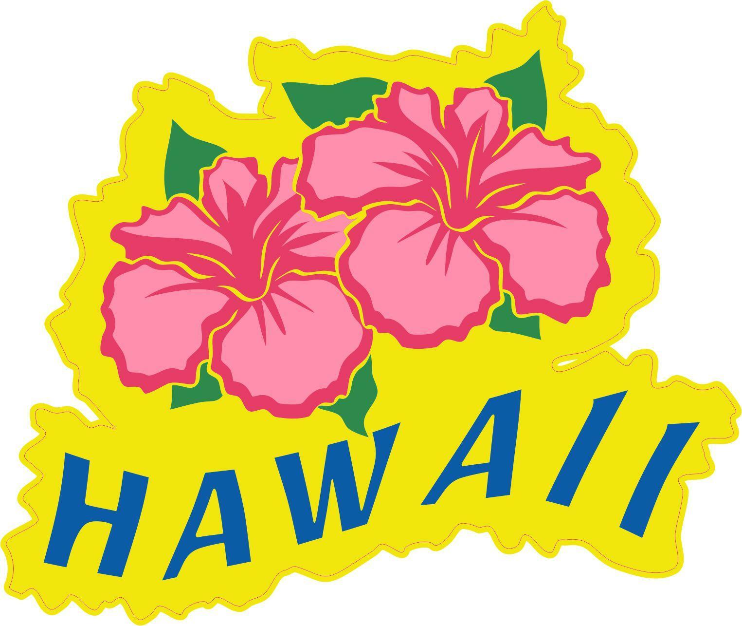 5x4.5 Flower Hawaii Bumper Sticker Car Vinyl Decal Decals Truck Window ...
