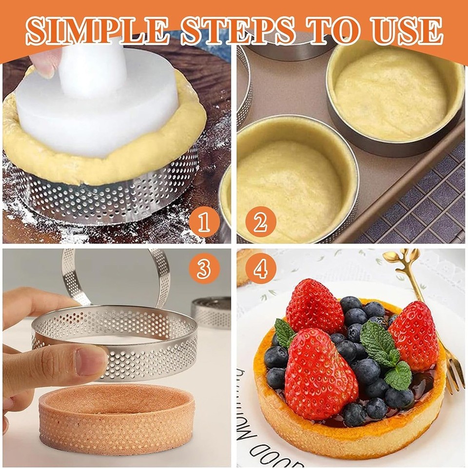 8Pcs Cake , Stainless Steel Tart , Multi Shaped Baking Rings ...
