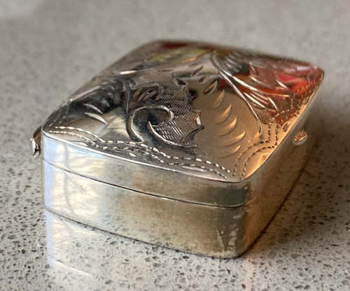 Vintage Engraved Sterling Silver Rectangle Pill Box | eBay