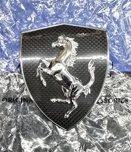 Ferrari Fender Badge Emblem Shield Carbon Fiber Chrome | eBay