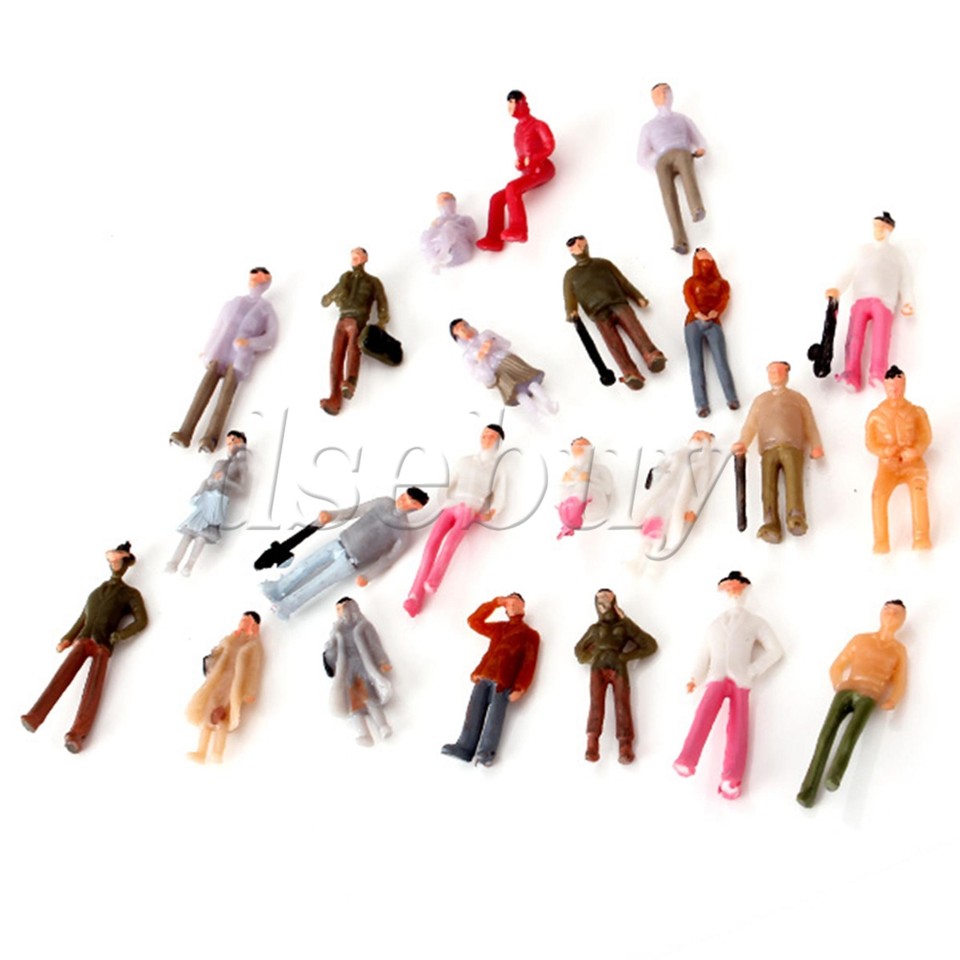 100pcs Plastic Miniature Scale 1:75 Model Painted People Figures | eBay