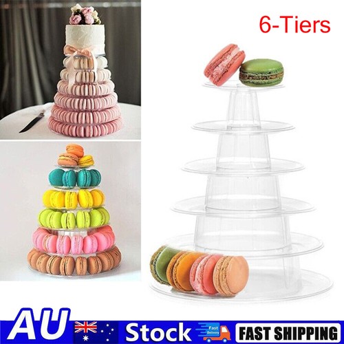 Clear 6-Tiers Round Macaroon Tower Stand Food Display Rack Party ...