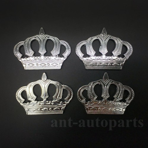 4pcs Metal Crown Luxury Silver Emblems Auto Car Badges Decals Sticker ...
