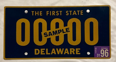 LICENSE PLATES COLLECTOR SAMPLE DELAWARE 1996 00000 | eBay