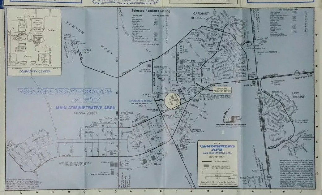 Vintage Road Map - 1984 California Central Coast & Vandenberg AFB ...