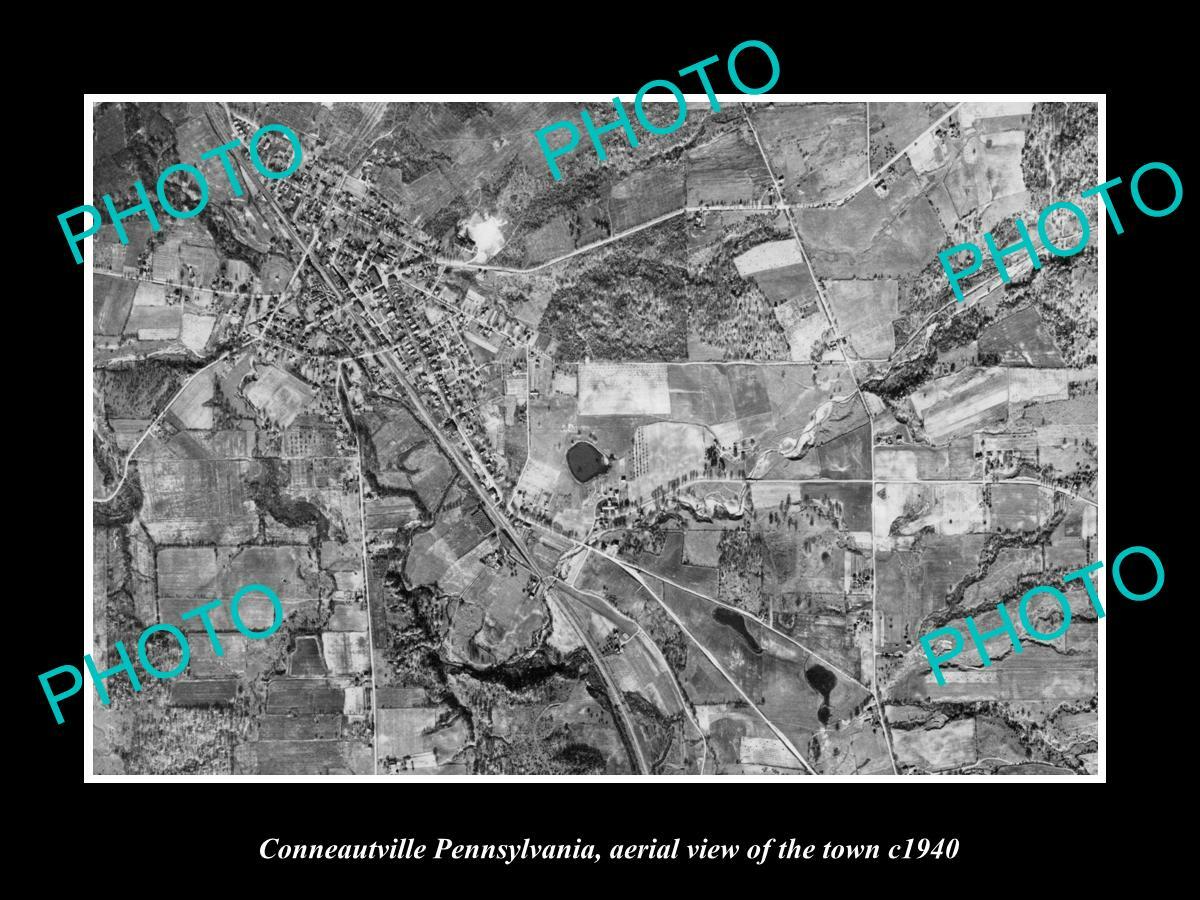 OLD 8x6 HISTORIC PHOTO OF CONNEAUTVILLE PENNSYLVANIA AERIAL VIEW TOWN ...