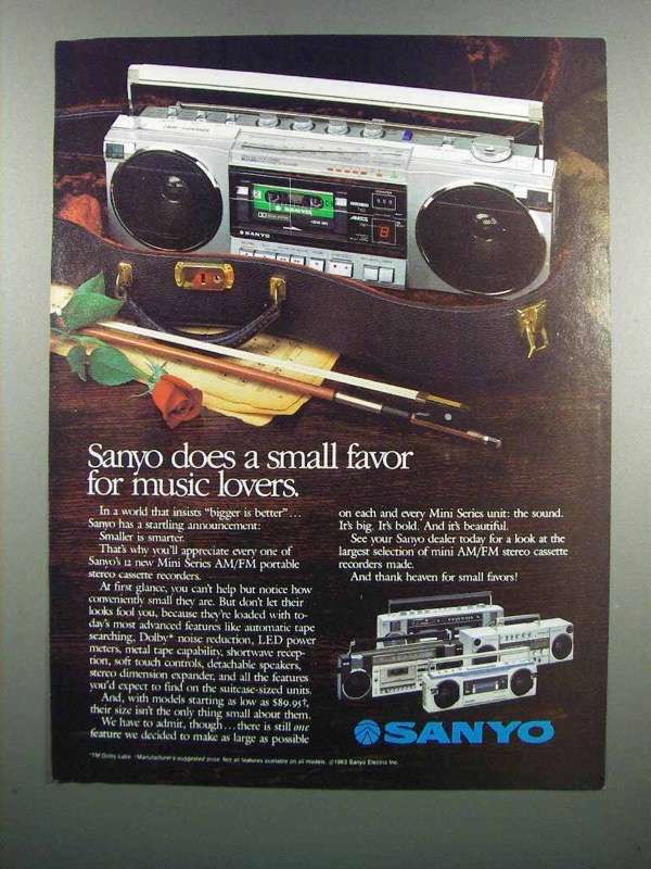 1983 Sanyo Mini Series Portable Cassette Recorders Ad | eBay