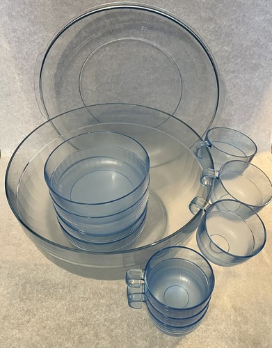 Tupperware Watercolor Preludio Salad Punchbowl Set Blue Acrylic WH85 | eBay