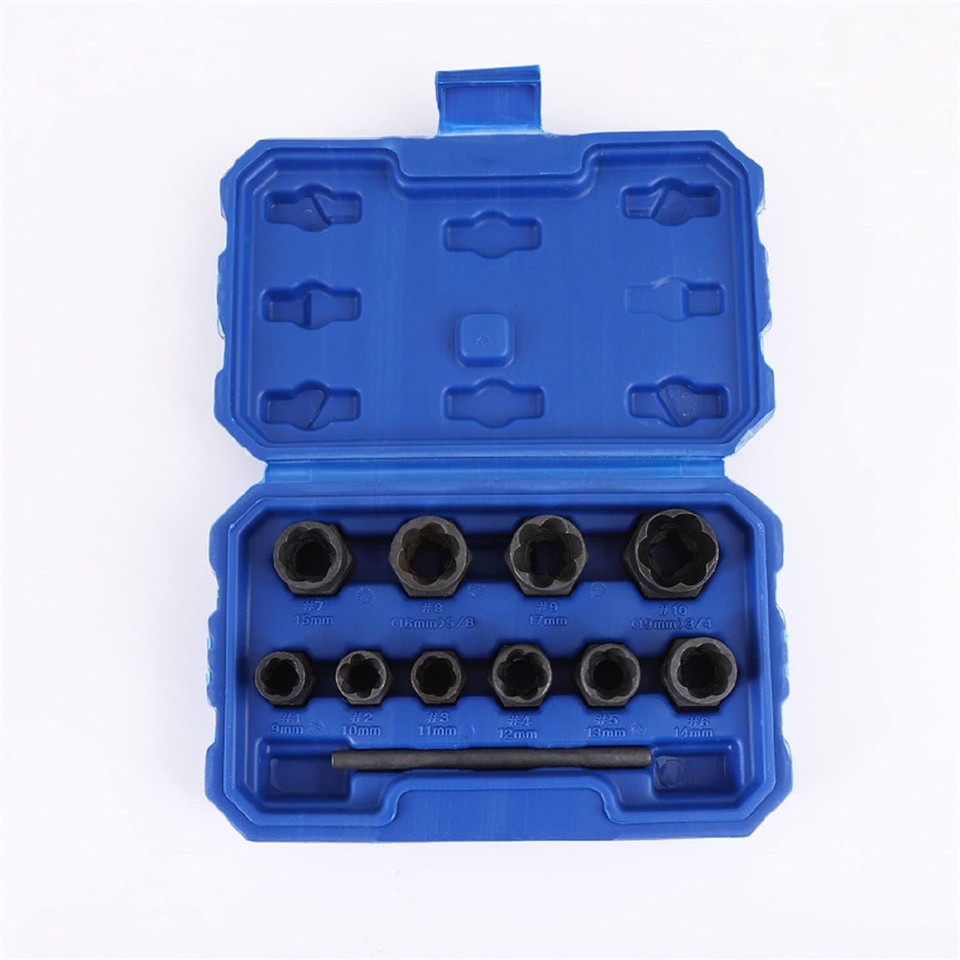 11pcs Impact Damaged Bolt Extractor Set Nut Remover Extraction Socket ...
