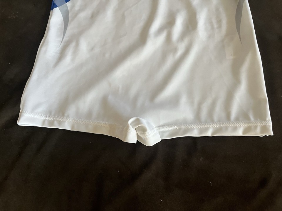 NWT Adult Lg White W Blues UNDER ARMOUR Gymnastics Leotard Unitard ...