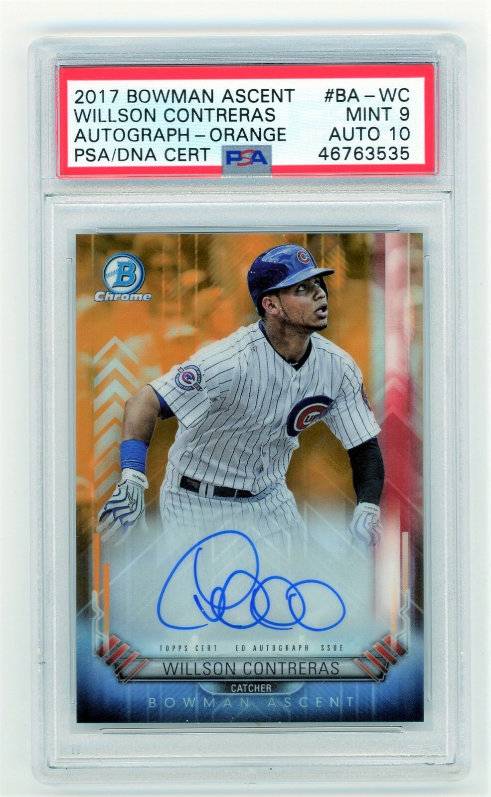 WIllson Contreras 2017 Bowman Ascent Orange Refractor Autograph PSA/DNA ...