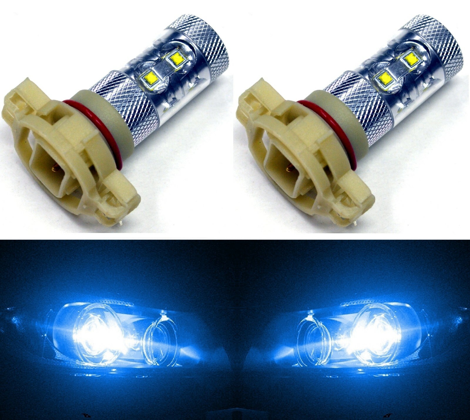 LED 50W 12085 5201 PS19W Blue 10000K Two Bulbs DRL Daytime Light ...