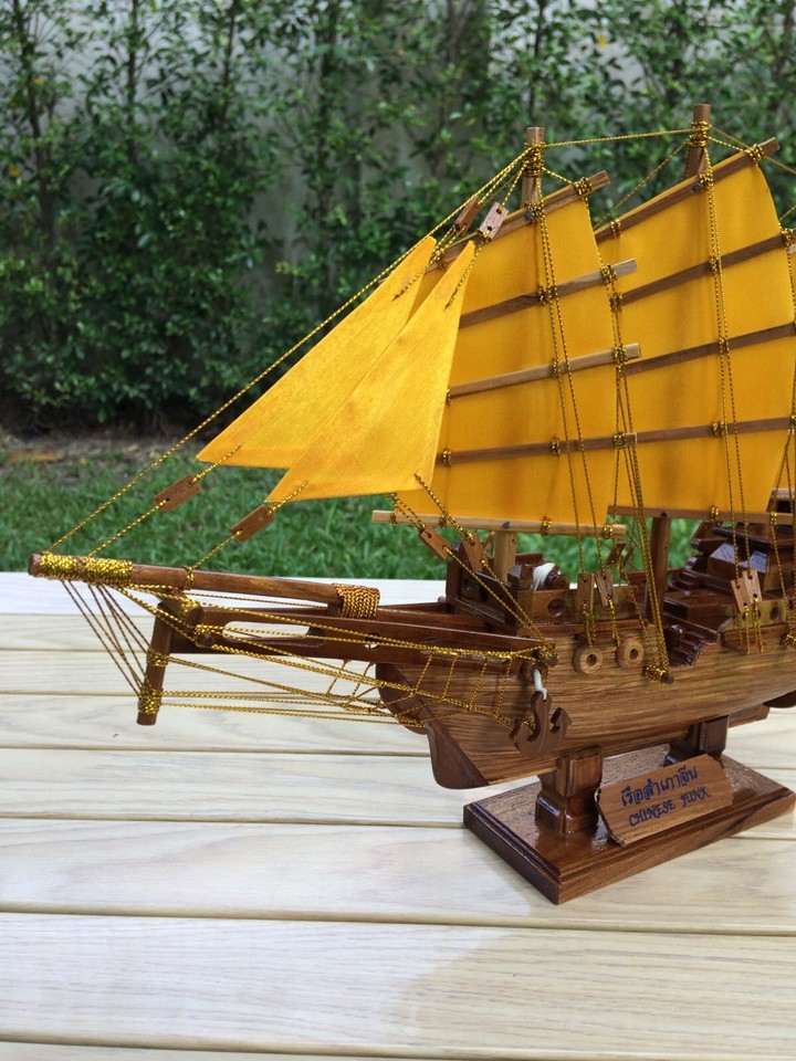 Wooden Traditional Chinese Junk Ship Model Hand Carved Wood Feng Shui ...