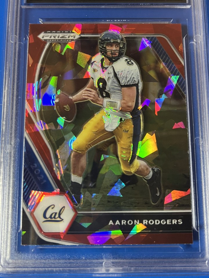 2021 AARON RODGERS PRIZM DRAFT PICKS RED CRACKED ICE PRIZM GEM 10 MINT ...