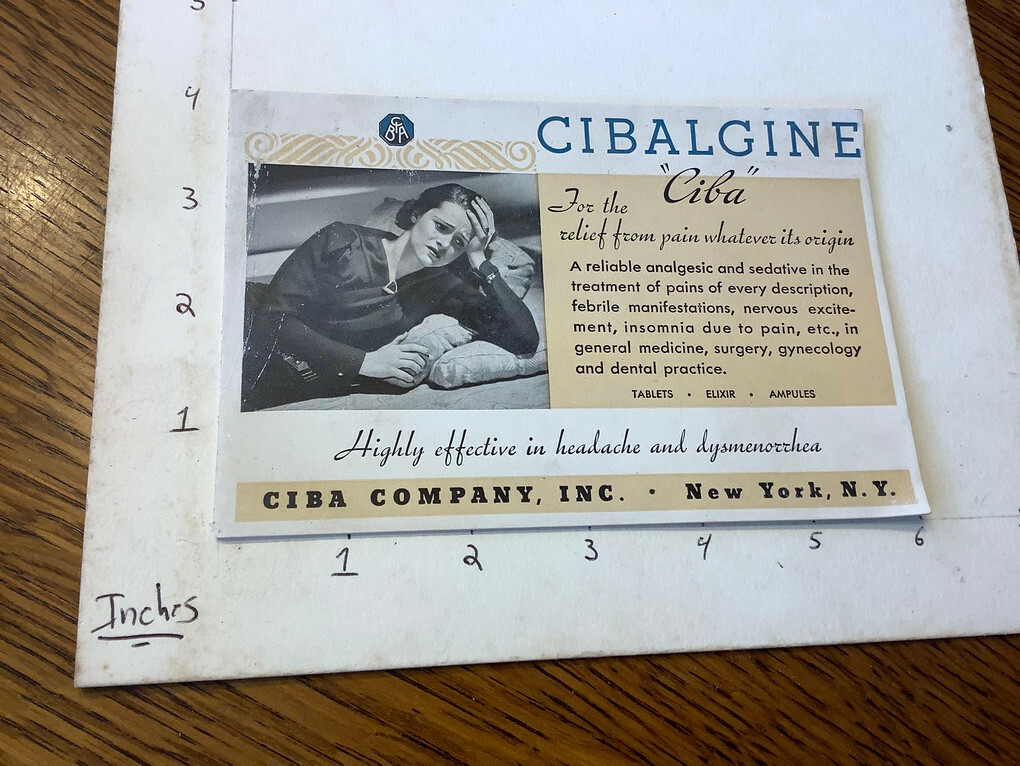 Original DRUG Blotter: CIBALGINE (CIBA) nervous excitment, insomnia ...