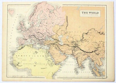 THE WORLD, AS KNOWN TO ANCIENTS Antique authentic map 1889 | eBay