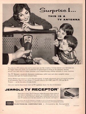 1959 vintage AD JERROLD TV RECEPTOR No More Antennas! Attach to TV Cord ...