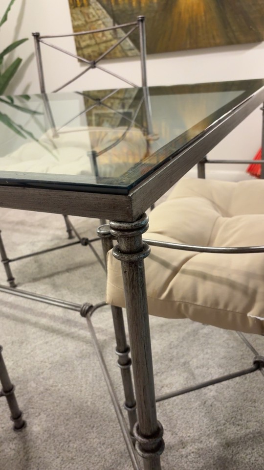 Vintage Pier 1 Medici GlassTable With 4 Chairs and Matching Mirror | eBay