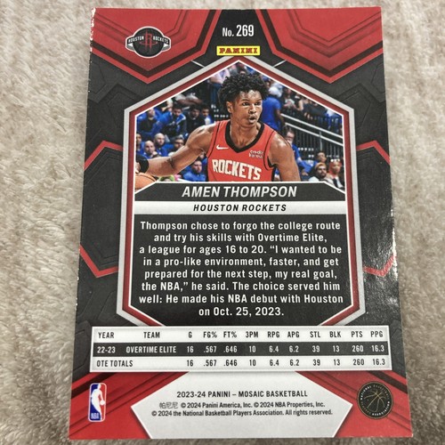 2024 Panini Mosaic Amen Thompson #269 NBA Debit Rookie Card | eBay
