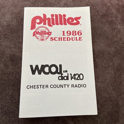 1986 Philadelphia Phillies Baseball Pocket Schedule - WCOJ AM 1420 | eBay