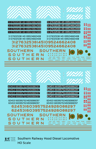 K4 HO Scale Decals Southern Railway Hood Diesel Locomotive Gold Black ...