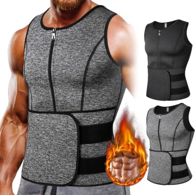Men Sauna Sweat Vest Shirt Body Shaper Waist Trainer Fat Burn Tank Top ...